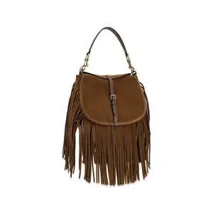 Etro Suede Fringe Satchel Bag - Brown