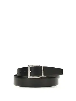 Prada Leather Belt With Silver Buckle - Black