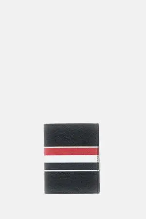 Thom Browne Double Card Holder Rwb Stripe In Leather - Multicolor