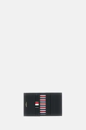 Thom Browne Double Card Holder Rwb Stripe In Leather