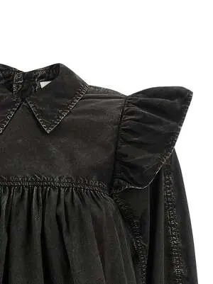 GANNI Washed Frill Cotton Blouse