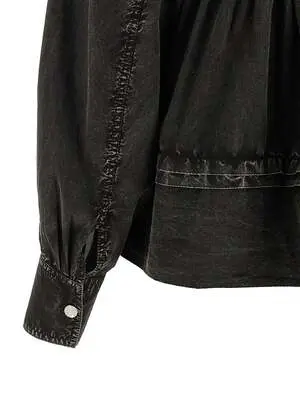 GANNI Washed Frill Cotton Blouse