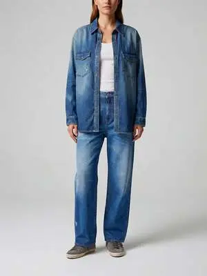 GOLDEN GOOSE Journey" Oversize Denim Shirt With Print - Multicolor
