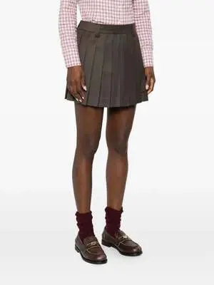 Miu Miu Pleated Wool Skirt - Multicolor