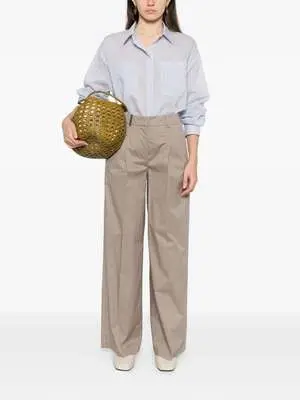 Peserico Cotton Wide-leg Pants Made In Italy - Multicolor