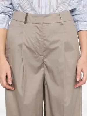 Peserico Cotton Wide-leg Pants Made In Italy - Multicolor