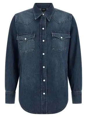 A.p.c. Delavé Cotton Denim Western Shirt - Blue