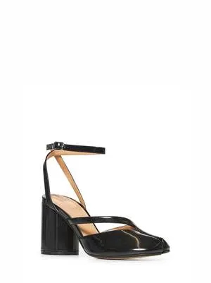 MAISON MARGIELA Black Brushed Leather Tabi Sandals With Adjustable Ankle Strap - Multicolor