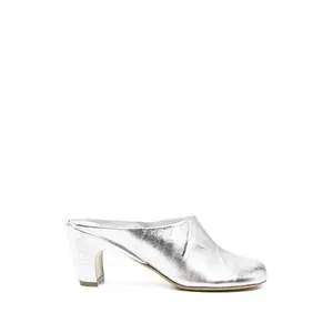 Dries Van Noten Tone Square Toe Slip-on Heeled Mules - Silver