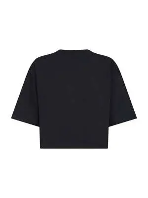 Marni Black Jersey Cropped T-shirt With Scribbled Logo