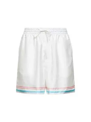 Casablanca CASABLANCA White Silk Twill Dance Joy Shorts Multicolor