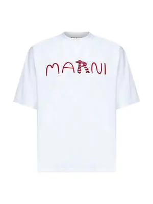 Marni White Jersey Logo T-shirt - Multicolor