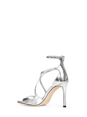 JIMMY CHOO Silver Azia 95 Metallic Leather Sandals - Multicolor