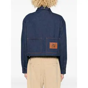 Fendi Denim Jacket With Logo Embroidery - Blue