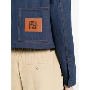Fendi Denim Jacket With Logo Embroidery - Blue