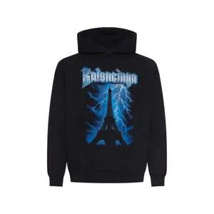 Balenciaga Graphic Print Hoodie - Black