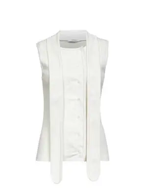 LEMAIRE Asymmetrical Fitted Ribbed Jersey Top With Convertible Tie