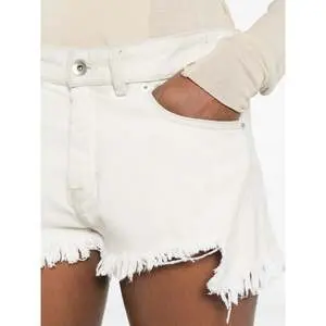 Rick Owens Neutral Frayed Hem Mini Shorts