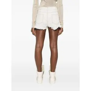 Rick Owens Neutral Frayed Hem Mini Shorts - Cream