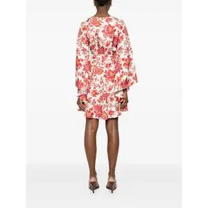 Etro Floral Print Silk Day Dress - White
