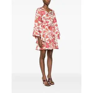 Etro Floral Print Silk Day Dress - White