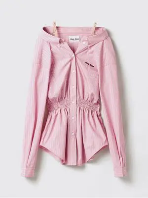 Miu Miu Miu Miu Striped Cotton Shirt Pink
