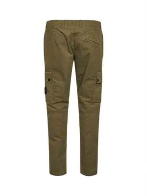 Stone Island Military Green Brushed Organic Cotton Canvas Cargo Trousers - Multicolor