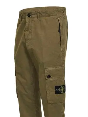 Stone Island Military Green Brushed Organic Cotton Canvas Cargo Trousers - Multicolor