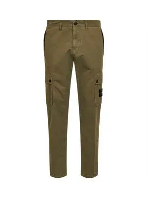 Stone Island Military Green Brushed Organic Cotton Canvas Cargo Trousers - Multicolor