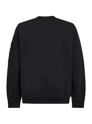 Stone Island Black Cotton Sweatshirt With Ripstop Pocket - Multicolor