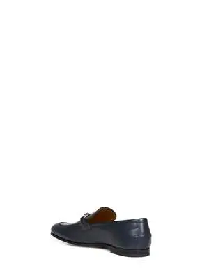 Gucci Dark Blue Leather Jordaan Loafers - Multicolor