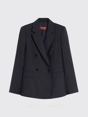 Max Mara Double Breasted Pinstripe Blazer - Blue