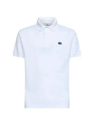 Etro White Cotton Pique Polo Shirt With Pegaso Embroidery - Multicolor