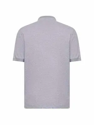 Brunello Cucinelli Grey Cotton Jersey Logo Polo Shirt
