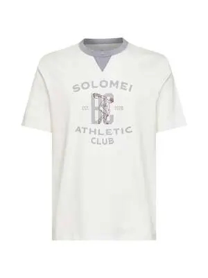 Brunello Cucinelli White Cotton Jersey Printed T-shirt