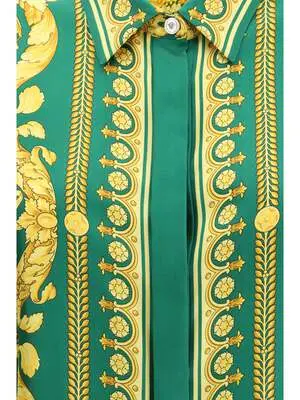 Versace Printed Silk Shirt - Green