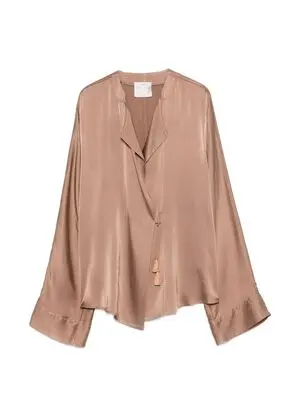 FORTE_FORTE Silk Satin Shirt With Tassel Detail