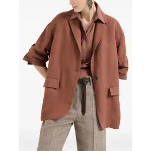 Brunello Cucinelli Linen Blend Blazer With Monili Detail