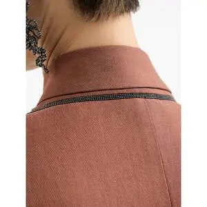 Brunello Cucinelli Linen Blend Blazer With Monili Detail