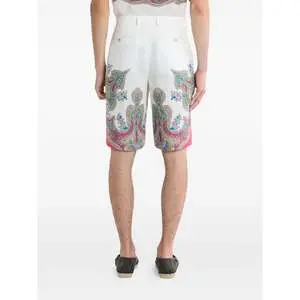 Etro Tailored Paisley Print Linen Shorts