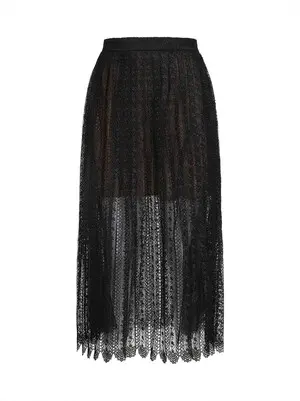 SELF-PORTRAIT SELF-PORTRAIT Organza Lace Midi Skirt Multicolor
