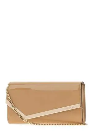 JIMMY CHOO Emmie Metallic Leather Clutch - Brown