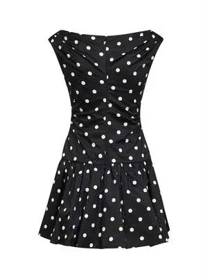 SELF-PORTRAIT Black Polka Dot Cotton Mini Dress - Multicolor