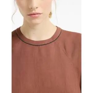 Brunello Cucinelli Short Sleeve Dress With Trim Detail