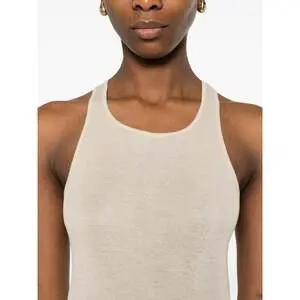 Rick Owens Beige Racerback Maxi Dress With Draped Detailing