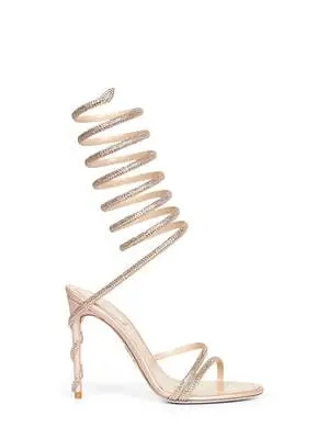 Rene Caovilla Beige Margot 105 Jeweled Sandals
