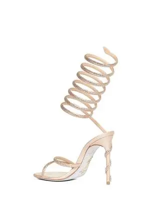 Rene Caovilla Beige Margot 105 Jeweled Sandals