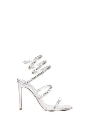Rene Caovilla Silver Cleo Spark Jeweled Stiletto Sandals - Multicolor