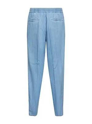 Brunello Cucinelli Light Blue Cotton Two-pleat Tapered Jeans
