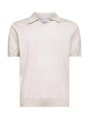 Brunello Cucinelli Jute Cotton Knit Polo Shirt - Multicolor